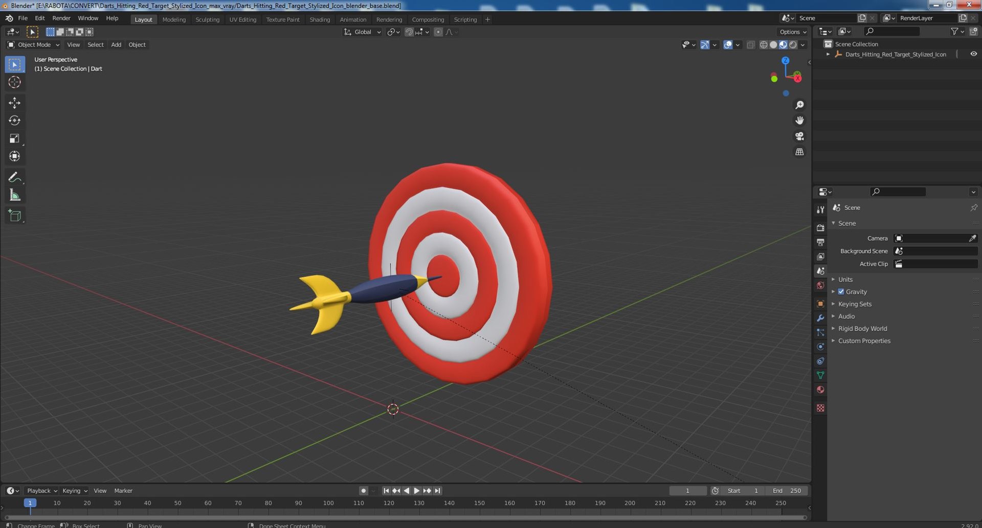 Darts Hitting Red Target Stylized Icon 3D model - TurboSquid 2180074