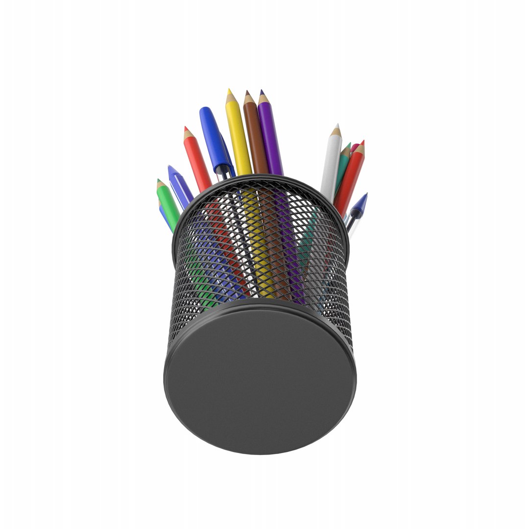 3D Pencil Cup With Pens And Pencils - TurboSquid 1838299