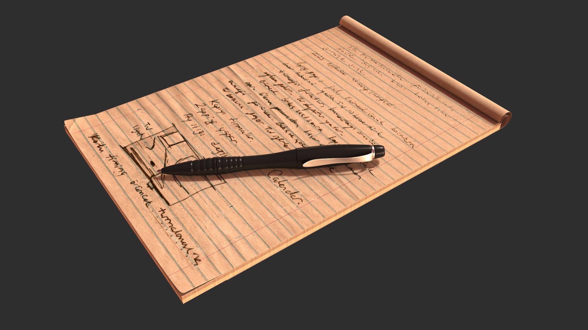 Notepad Note Pen 3D - TurboSquid 1684578