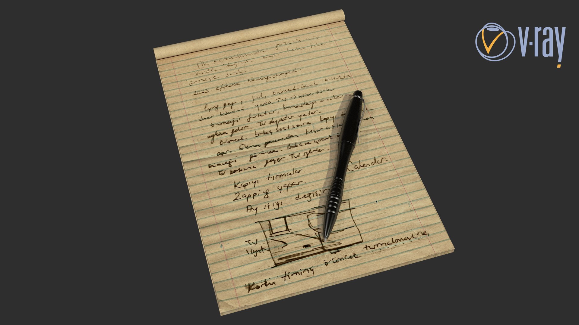 Notepad Note Pen 3D - TurboSquid 1684578