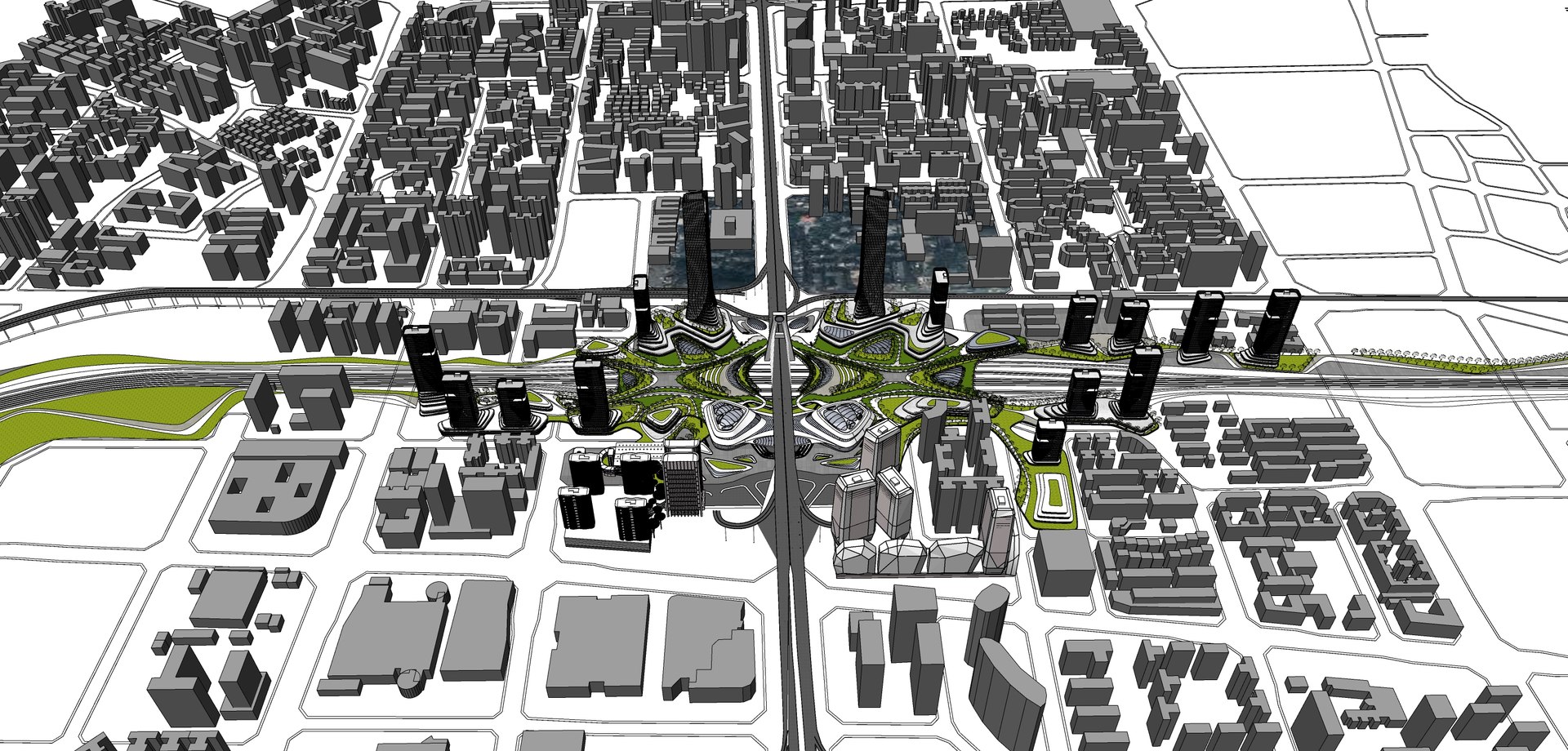 3D 3D Model Of Transportation Hub Of Large-scale Urban Planning And ...