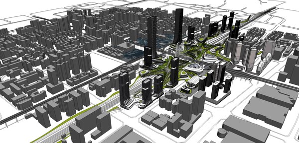 3D model of transportation hub of large-scale urban planning and design ...