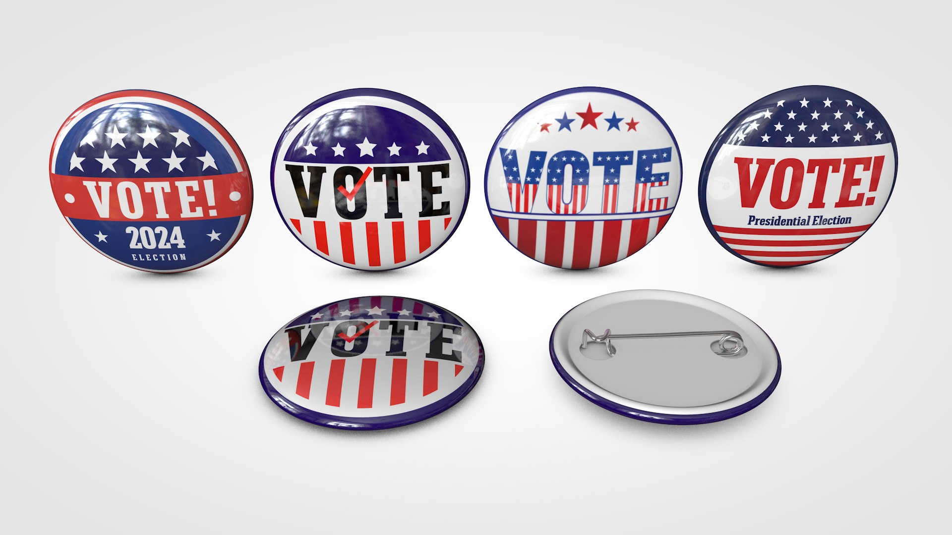 Vote Button Pin 3D Model - TurboSquid 2062786