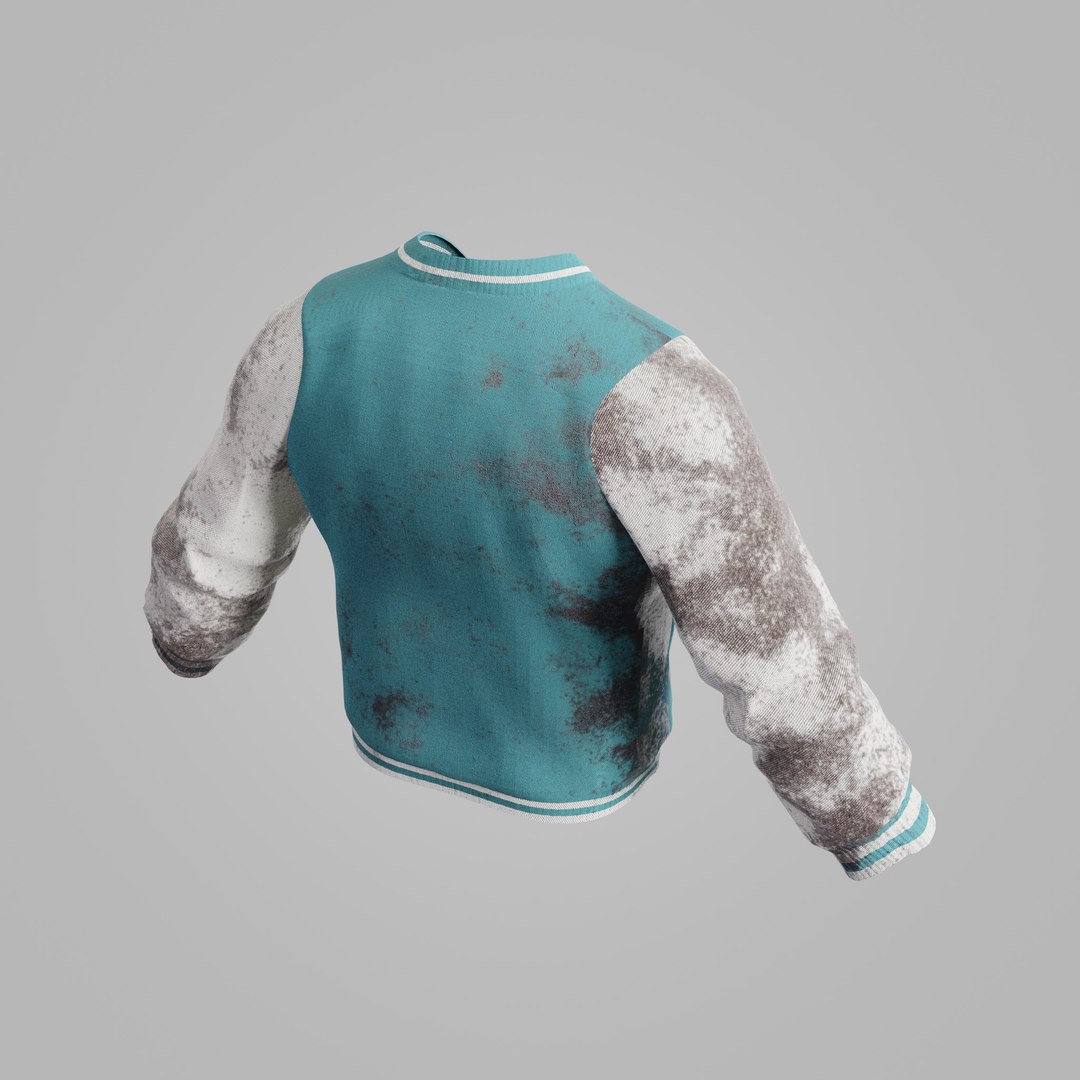 3D Male Jacket 01 Cyan And White Blood Model - TurboSquid 2393349