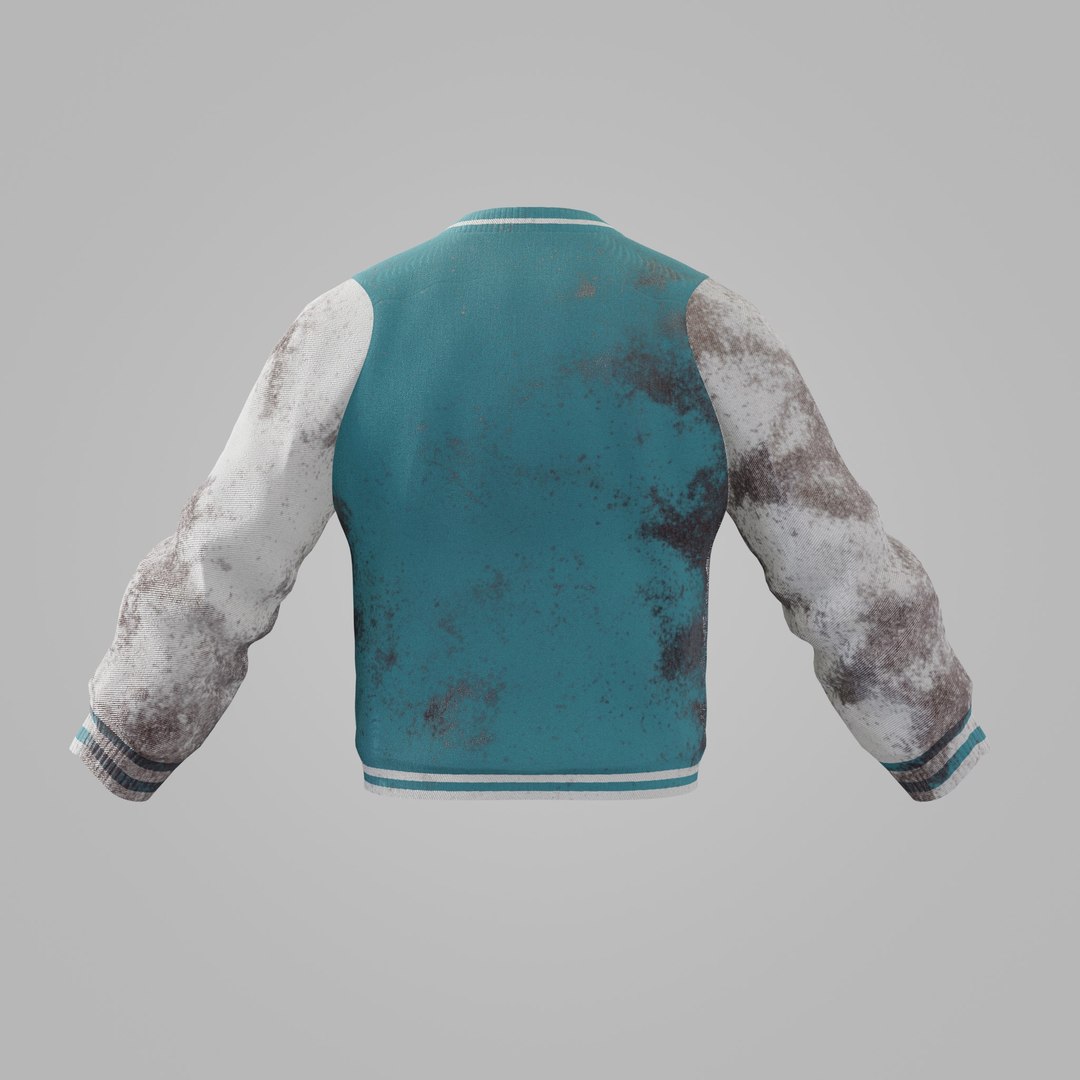 3D Male Jacket 01 Cyan And White Blood Model - TurboSquid 2393349