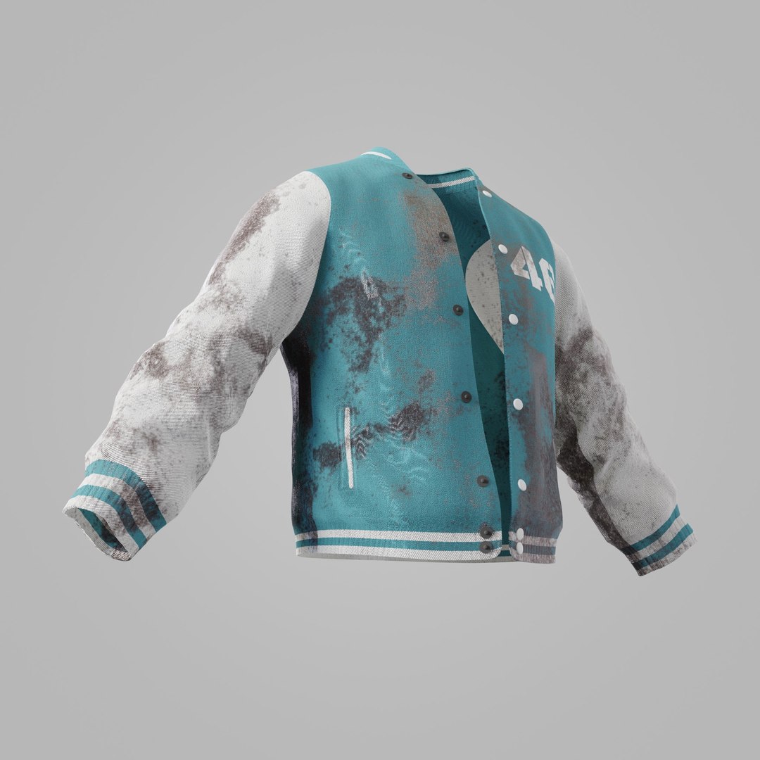 3D Male Jacket 01 Cyan And White Blood Model - TurboSquid 2393349