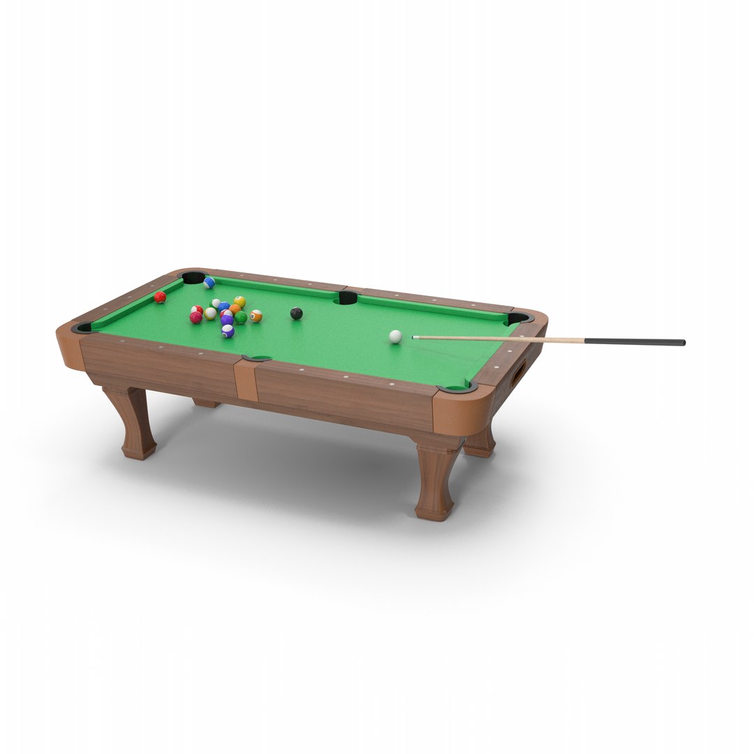 3D Model Billiard Pool Wooden Table Set - TurboSquid 2188397