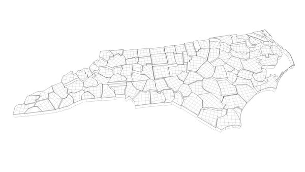modelo 3d Condados de Carolina del Norte - Mapa de los Estados Unidos ...