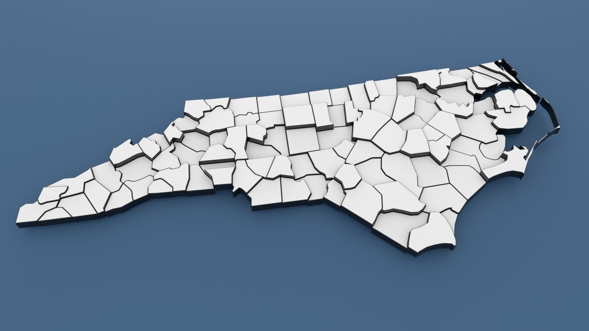 North Carolina Counties - Map Of United States Of America USA 3D ...