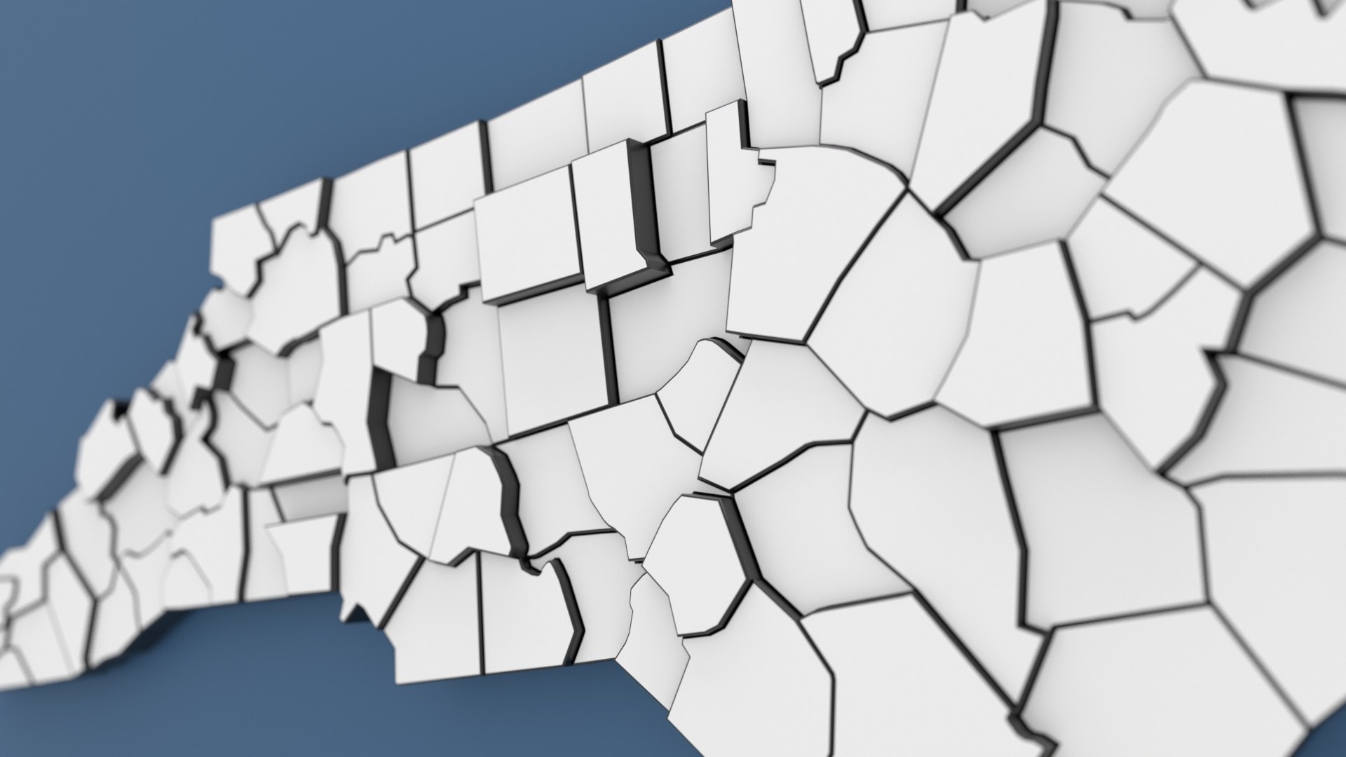 North Carolina Counties - Map Of United States Of America USA 3D ...
