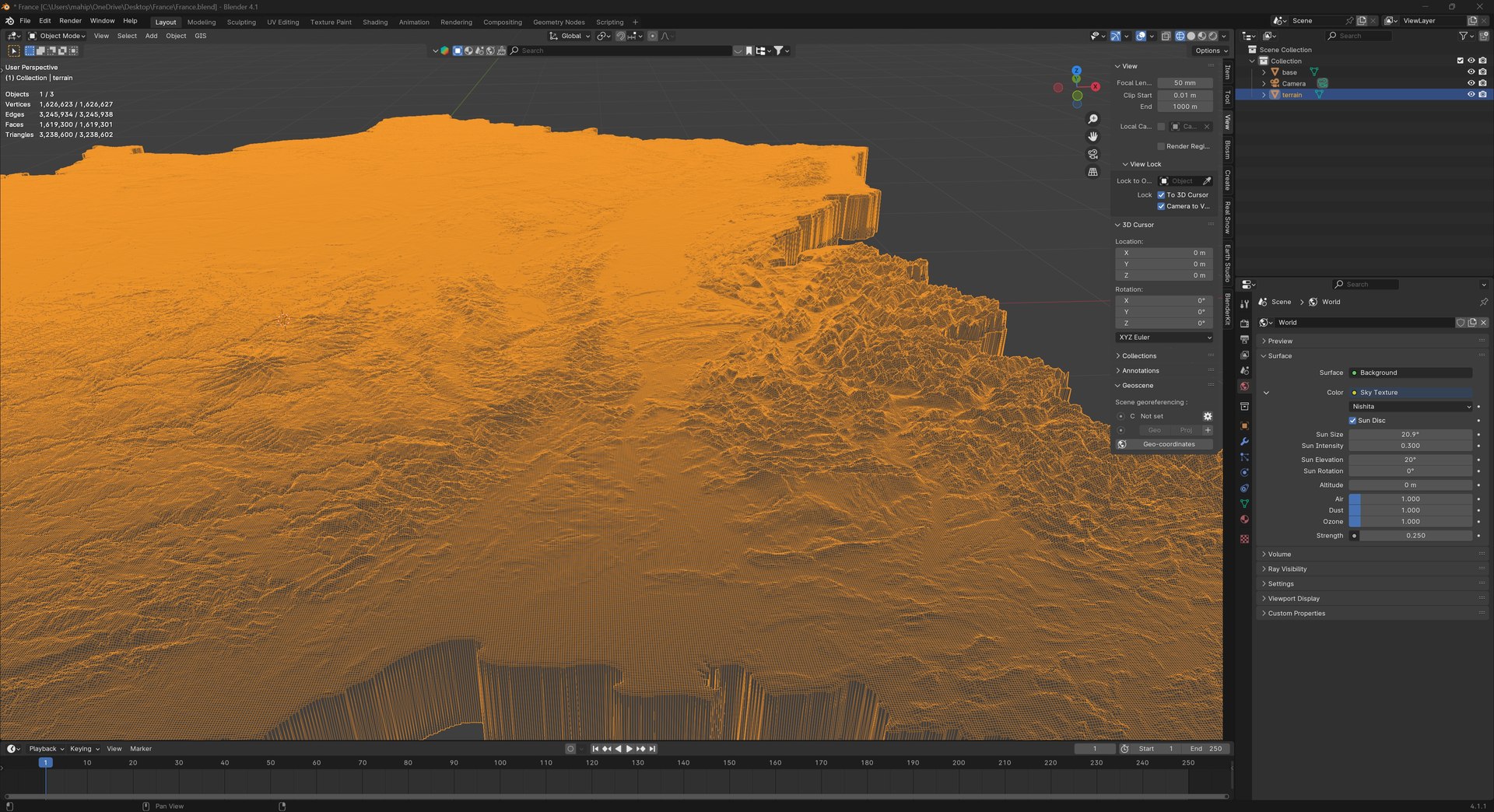 3D France Terrain Map Model - TurboSquid 2336039
