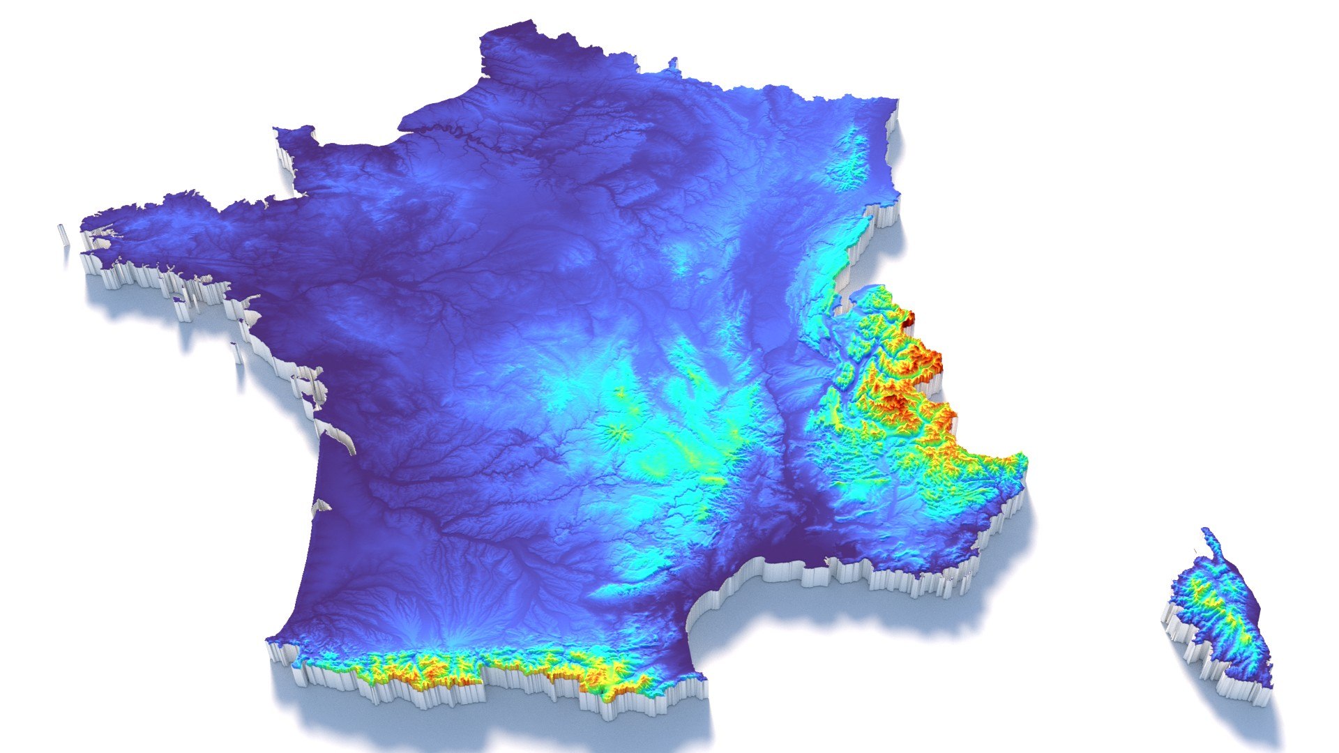 3D France Terrain Map Model - TurboSquid 2336039