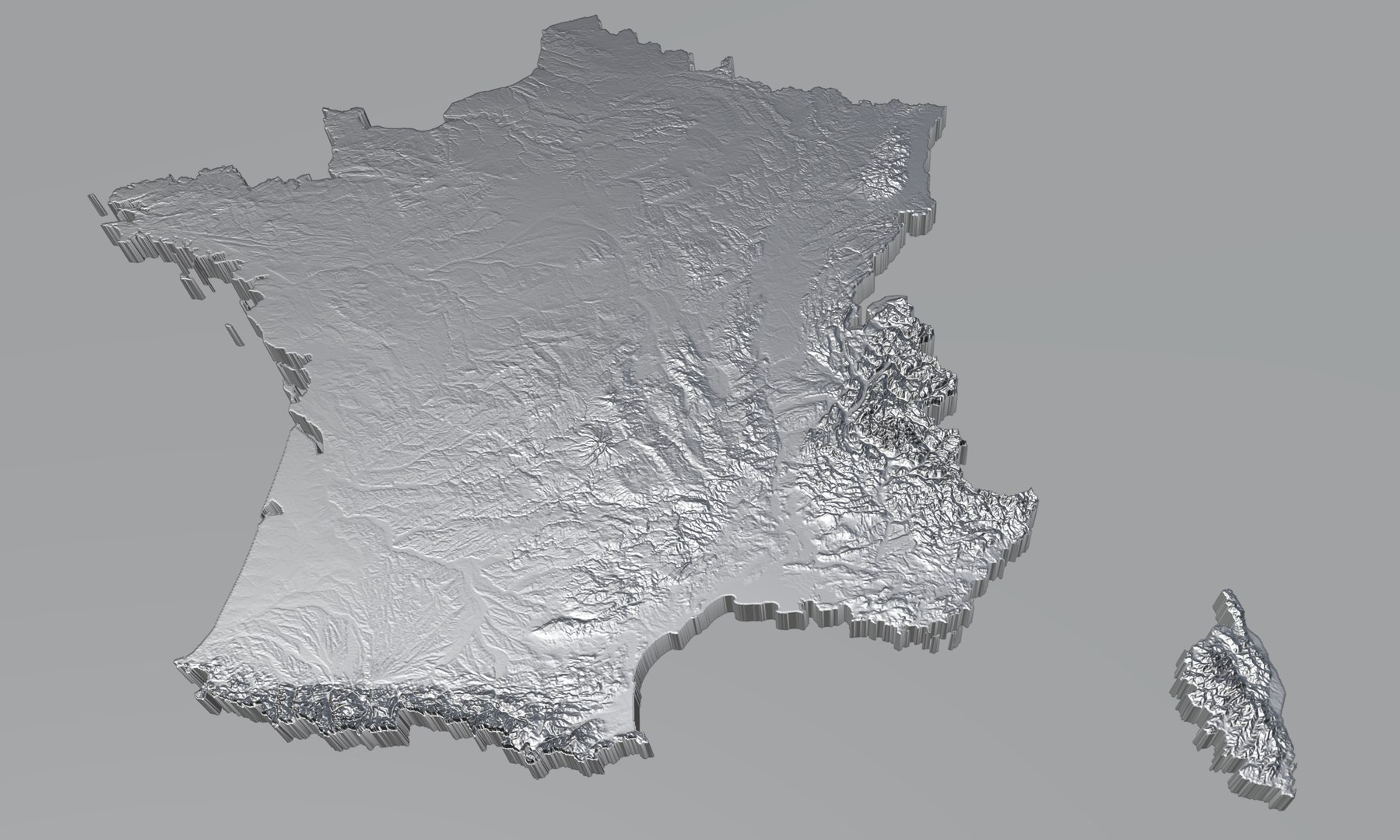 3D France Terrain Map Model - TurboSquid 2336039
