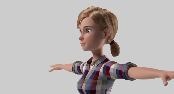 grace cartoon girl woman female 3d model