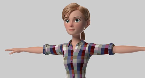 grace cartoon girl woman female 3d model