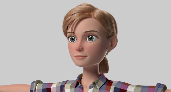 grace cartoon girl woman female 3d model