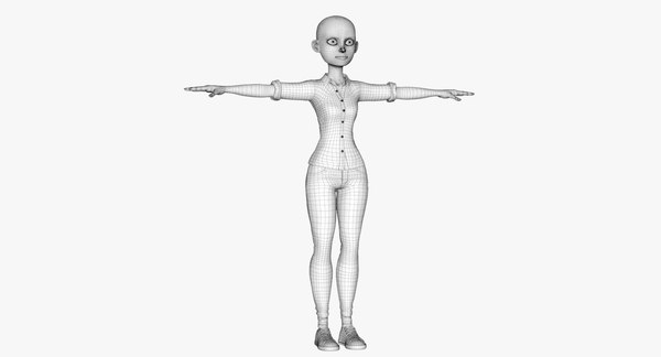 grace cartoon girl woman female 3d model