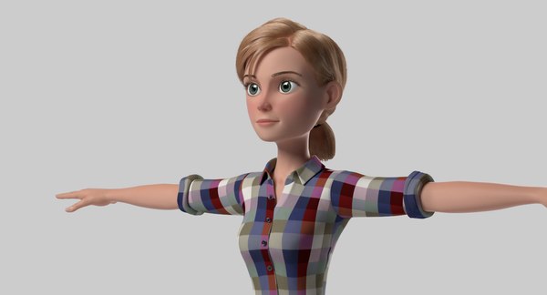 grace cartoon girl woman female 3d model