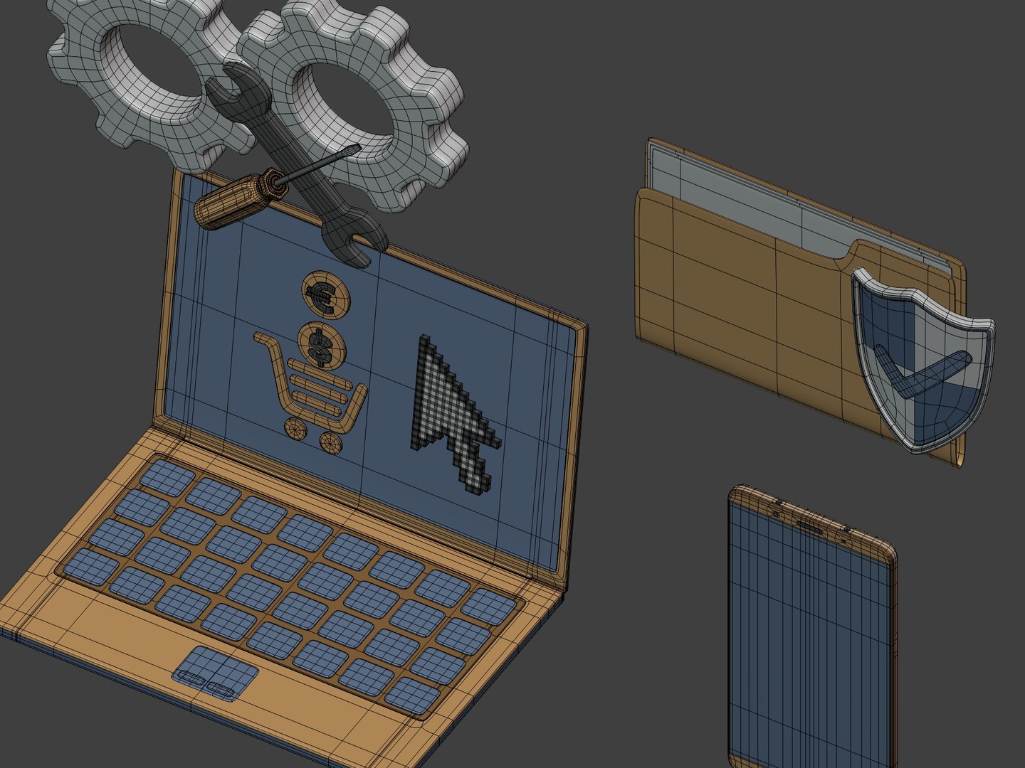 Cartoon Laptop 3D Model - TurboSquid 1574669