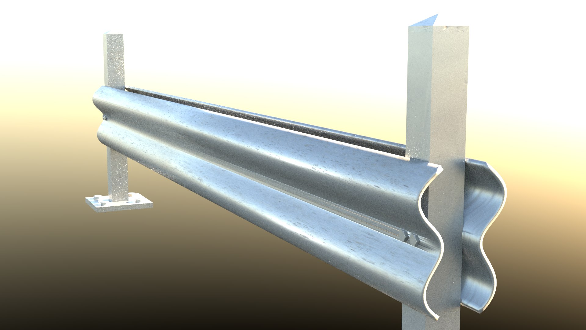 3D Road Safety Barrier Guard Rail 3D Model - TurboSquid 2160795