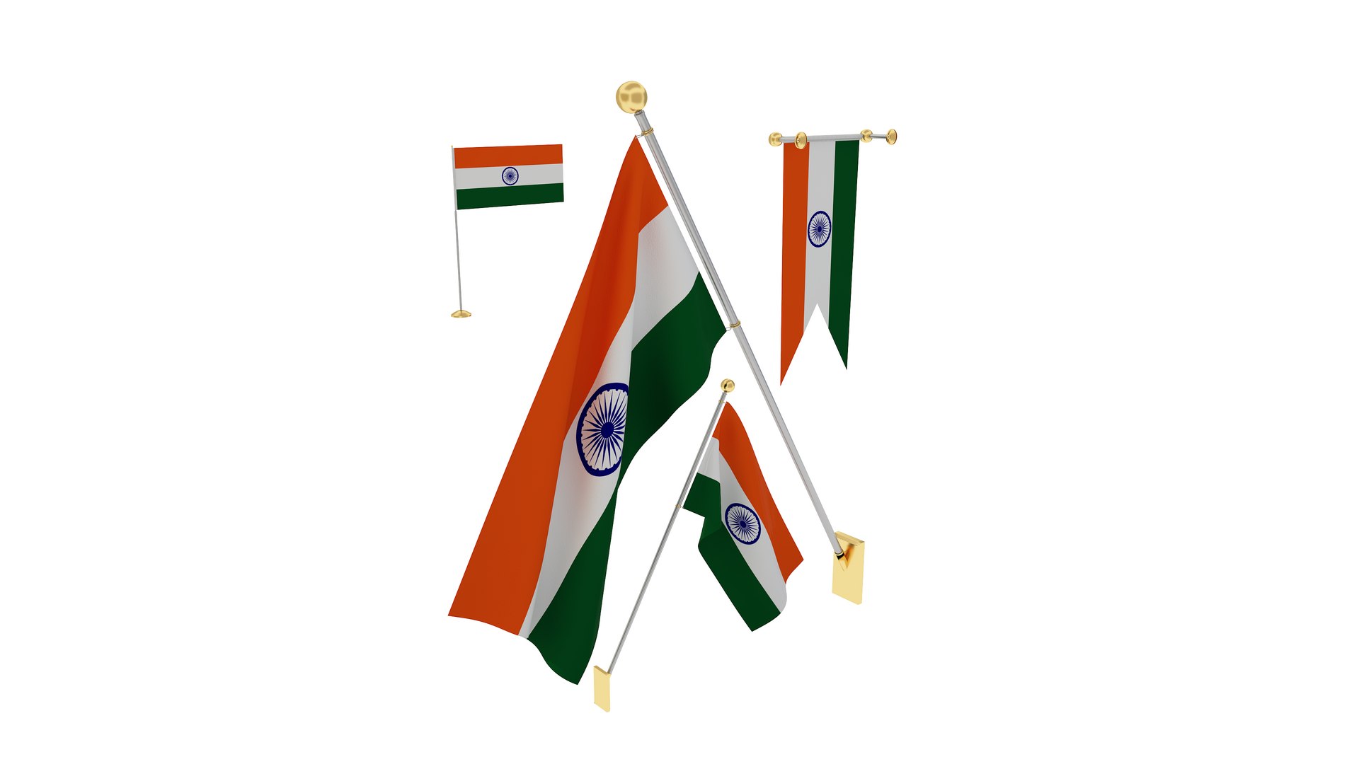 3D India Flag Set Model - TurboSquid 2399138