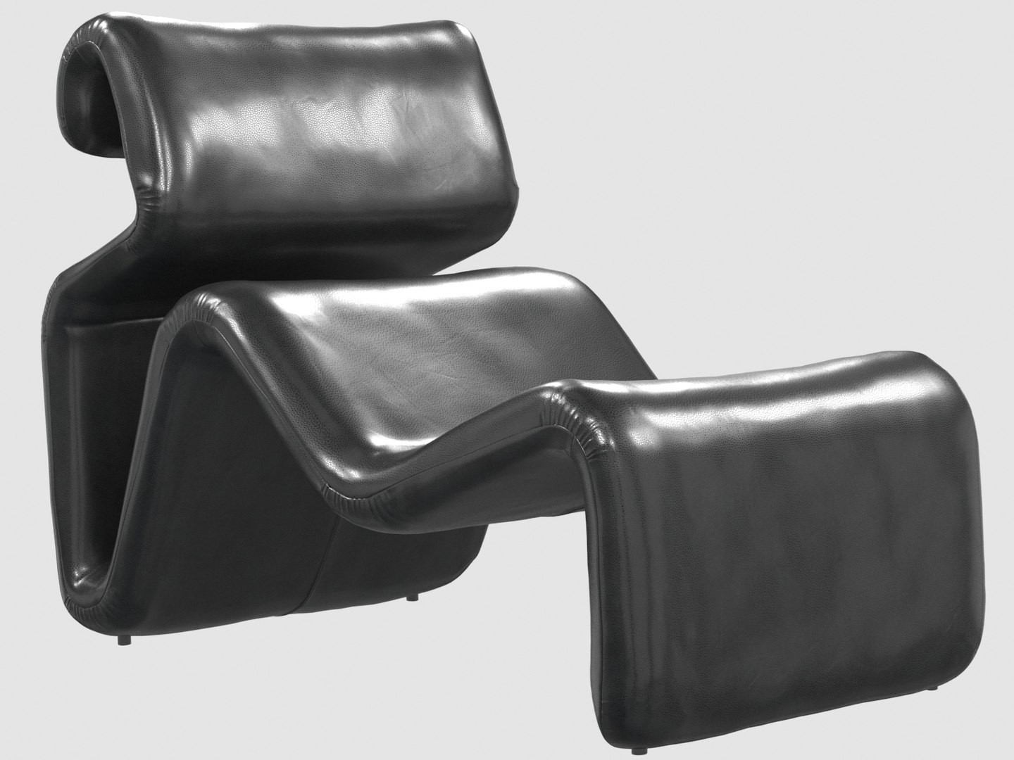 Etcetera lounge chair black leather 3D model - TurboSquid 1608741