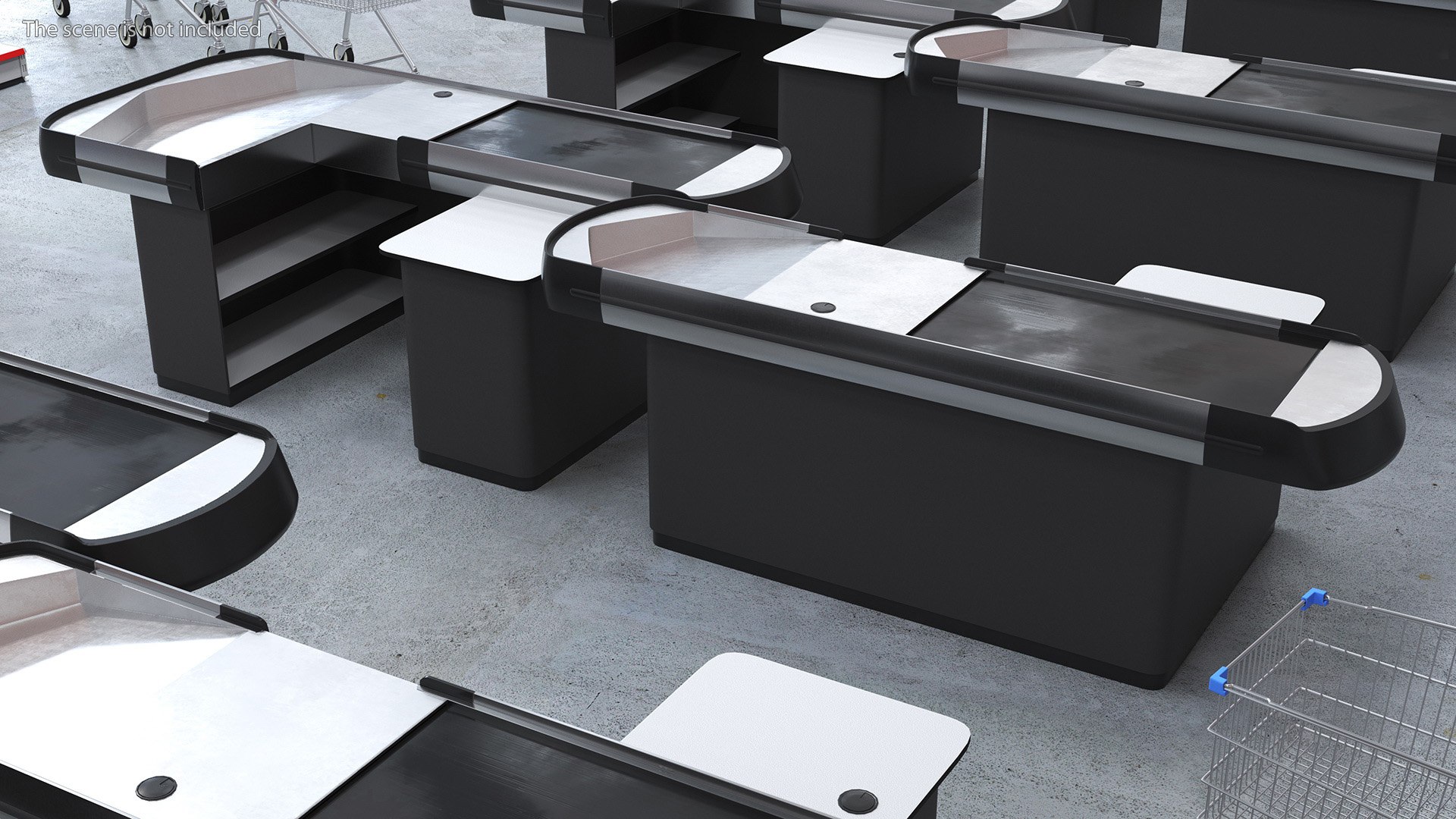 Retail Checkout Counters Set Grey 3D model - TurboSquid 2178334