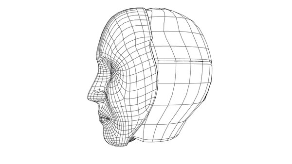 free robot head rig 3d model