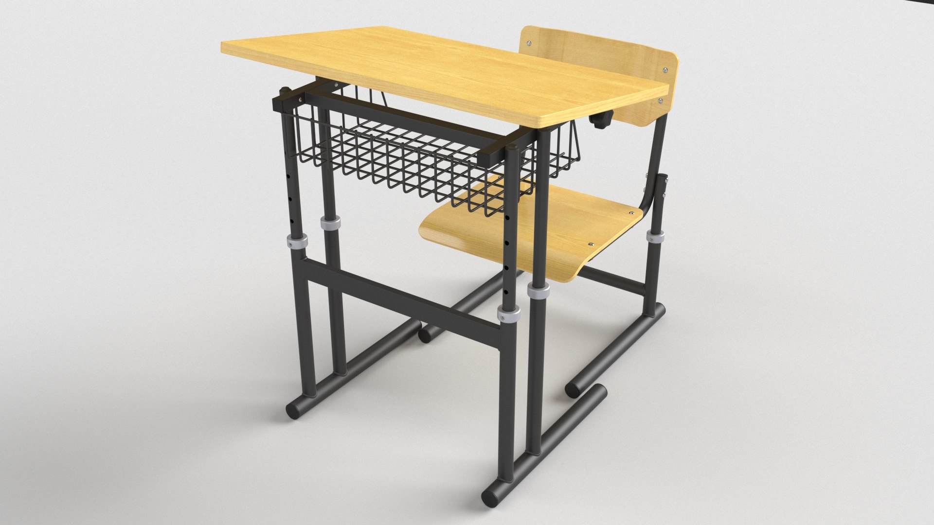 3D School Table And Chair Model - TurboSquid 1883909