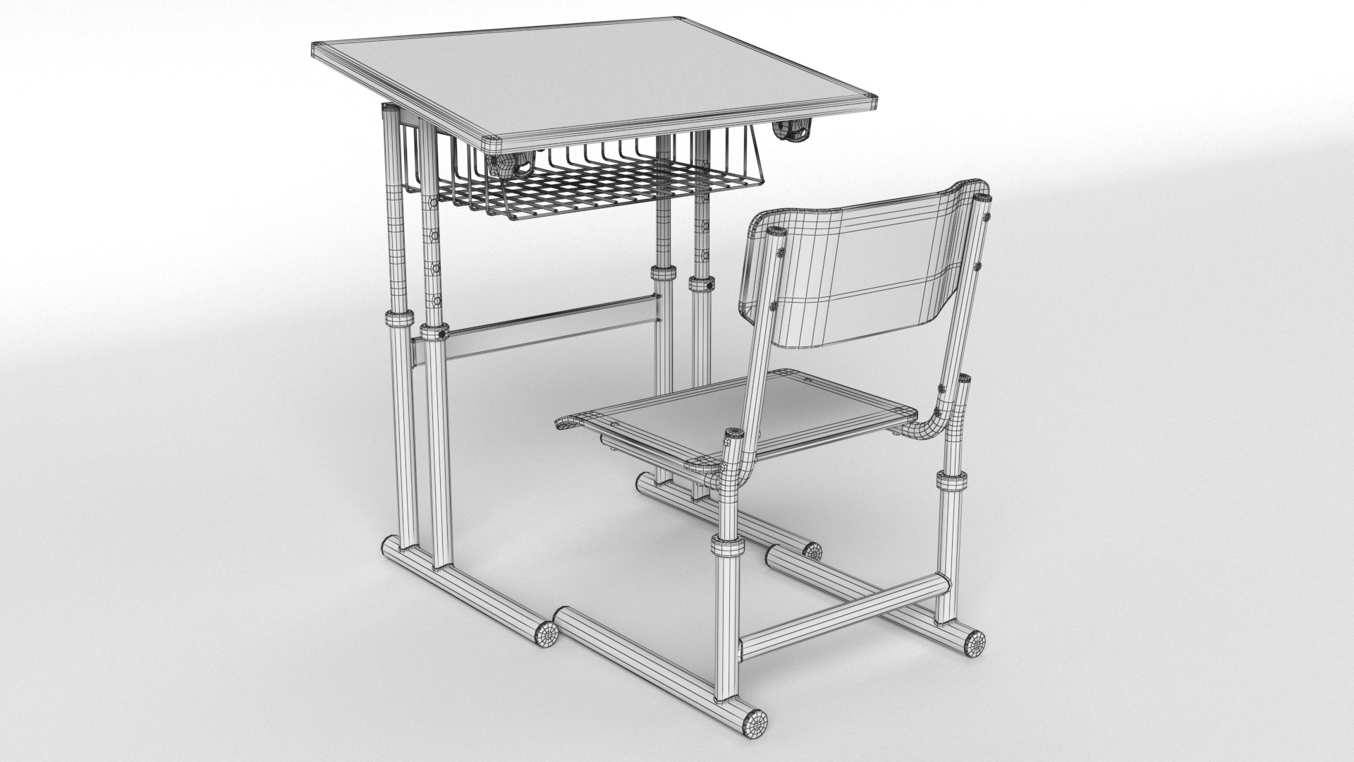 3D School Table And Chair Model - TurboSquid 1883909