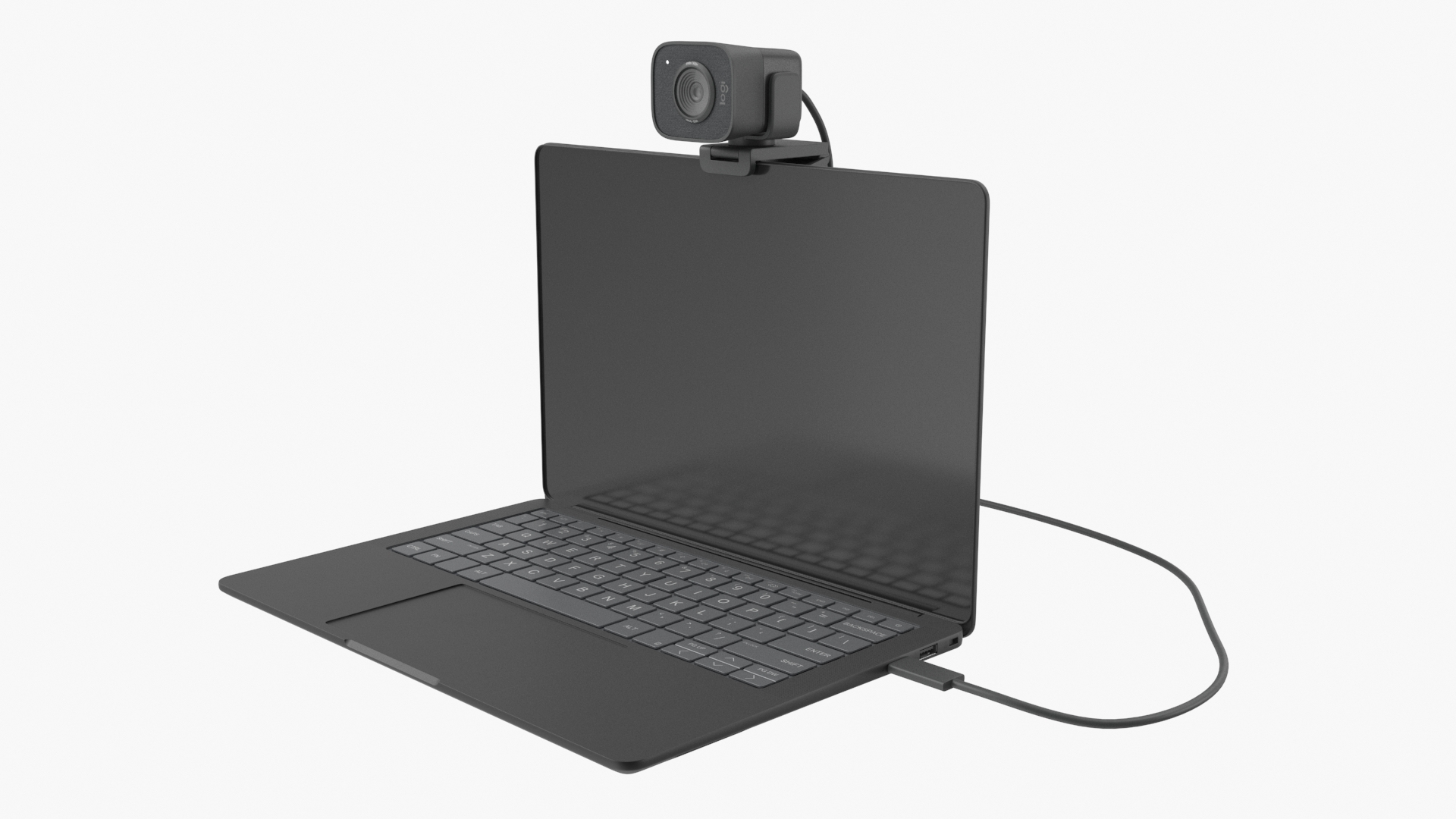 3D Model Logitech StreamCam Installed On Laptop Black - TurboSquid 2505146