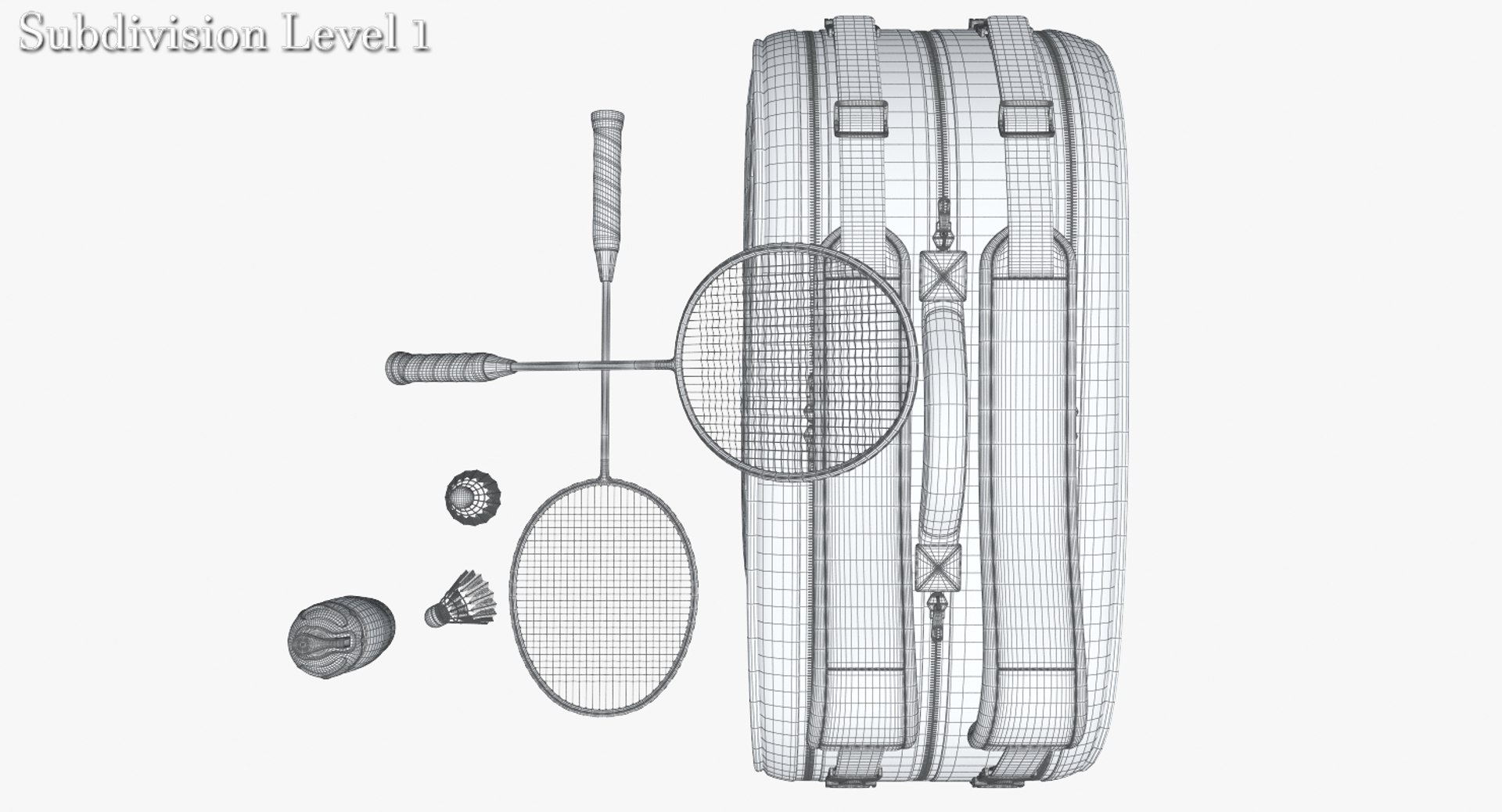 3d Badminton Set Model