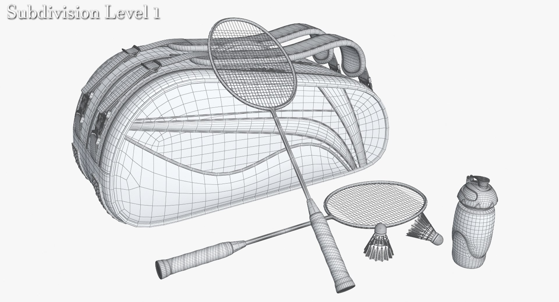 3d Badminton Set Model