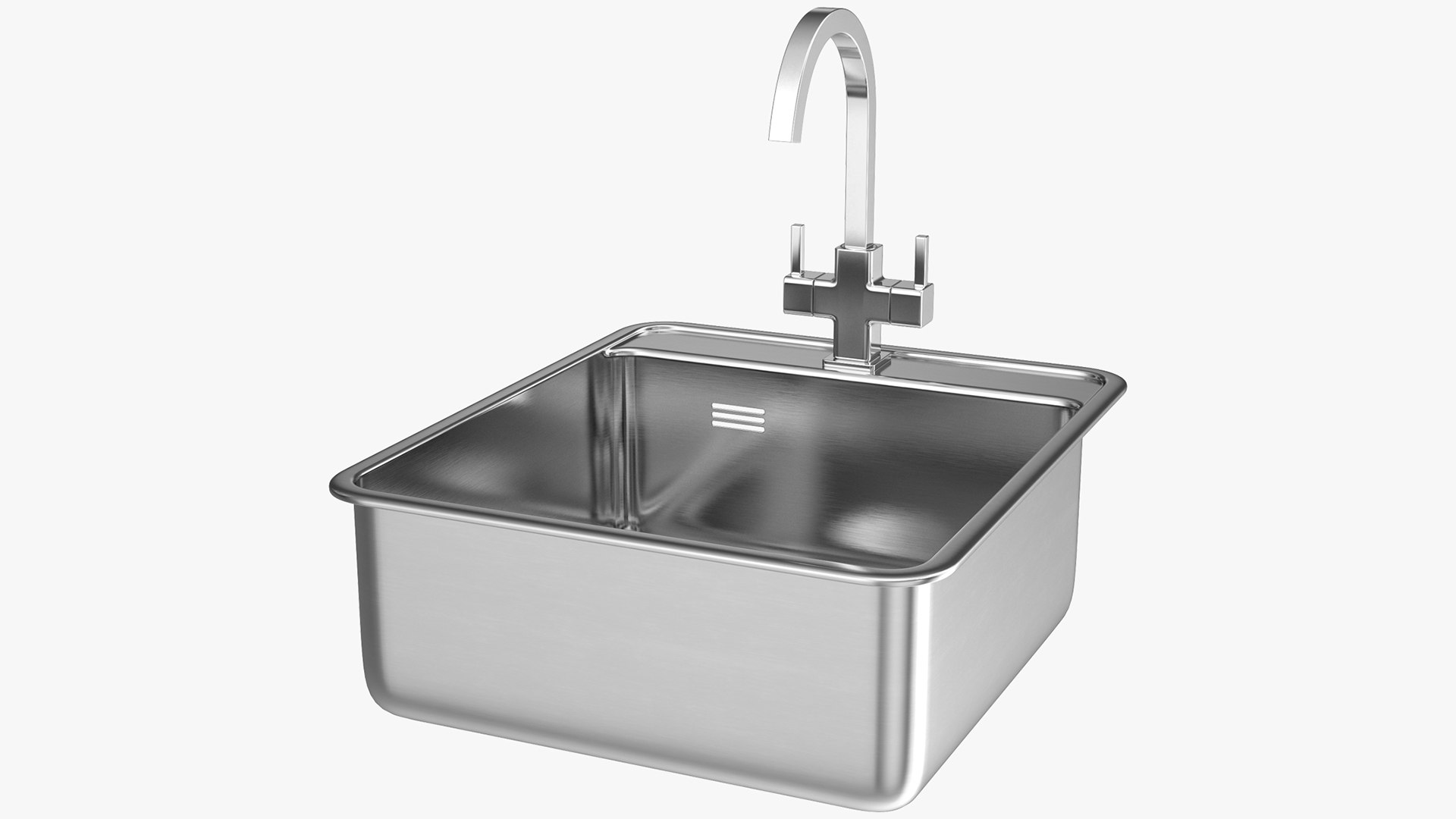 3D model Stainless Steel Inset Sink with Angular Tap - TurboSquid 1737049