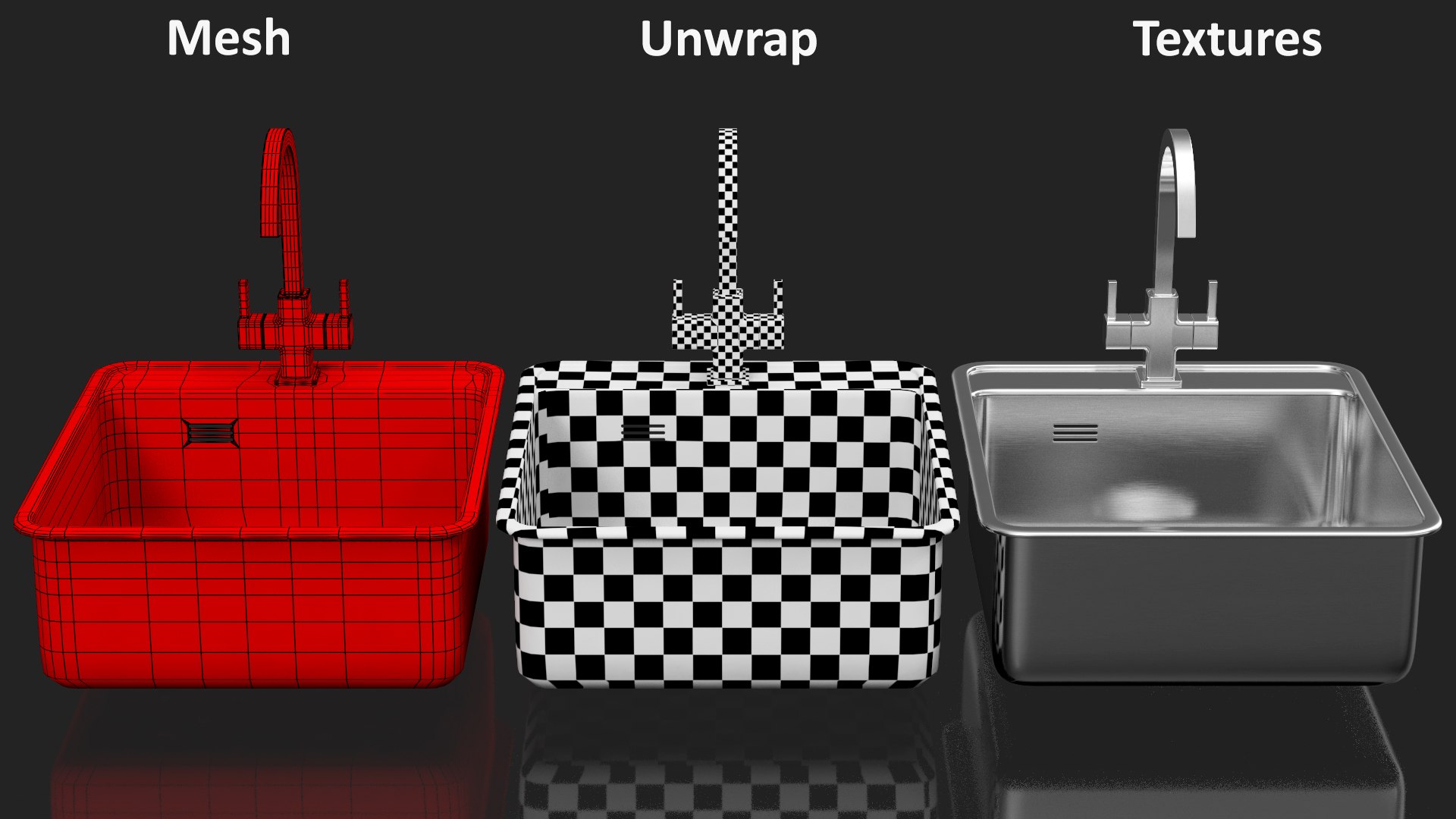 3D Model Stainless Steel Inset Sink With Angular Tap - TurboSquid 1737049