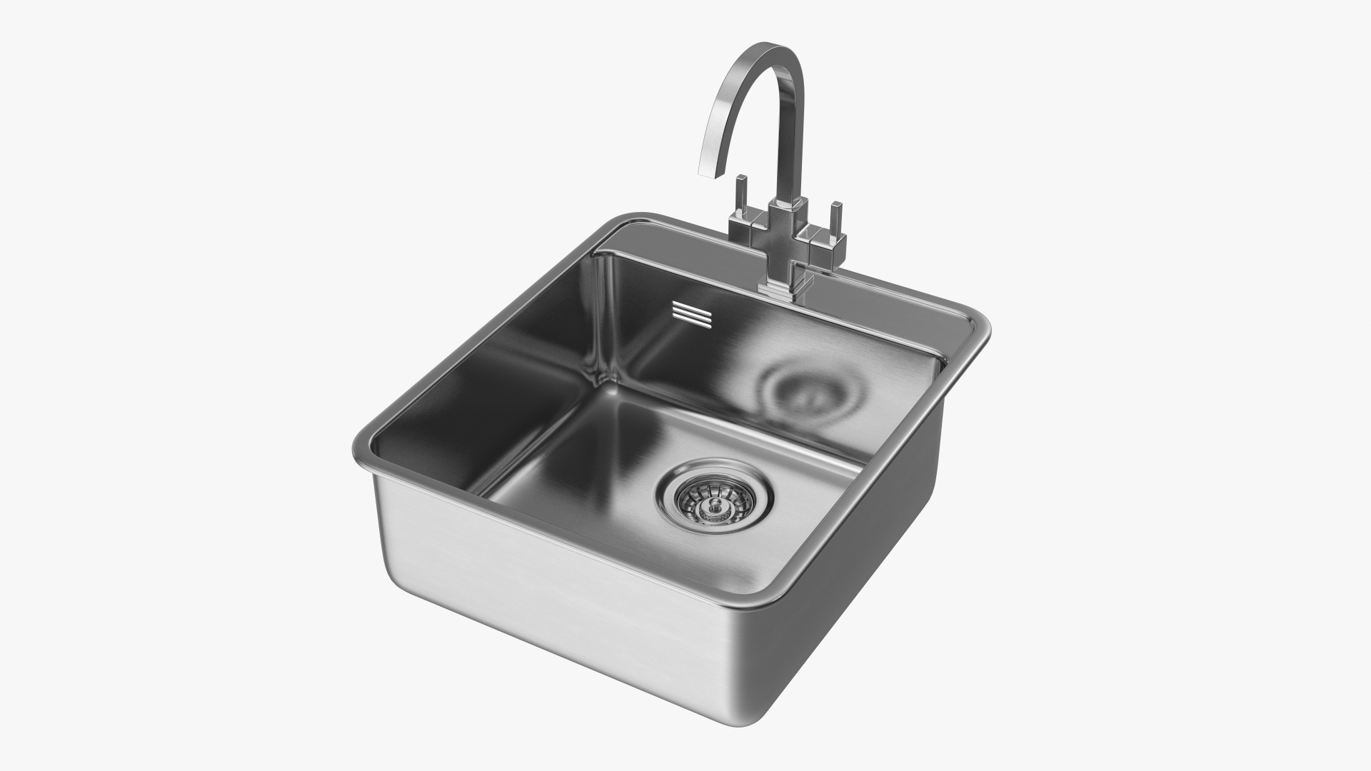 3D Model Stainless Steel Inset Sink With Angular Tap - TurboSquid 1737049