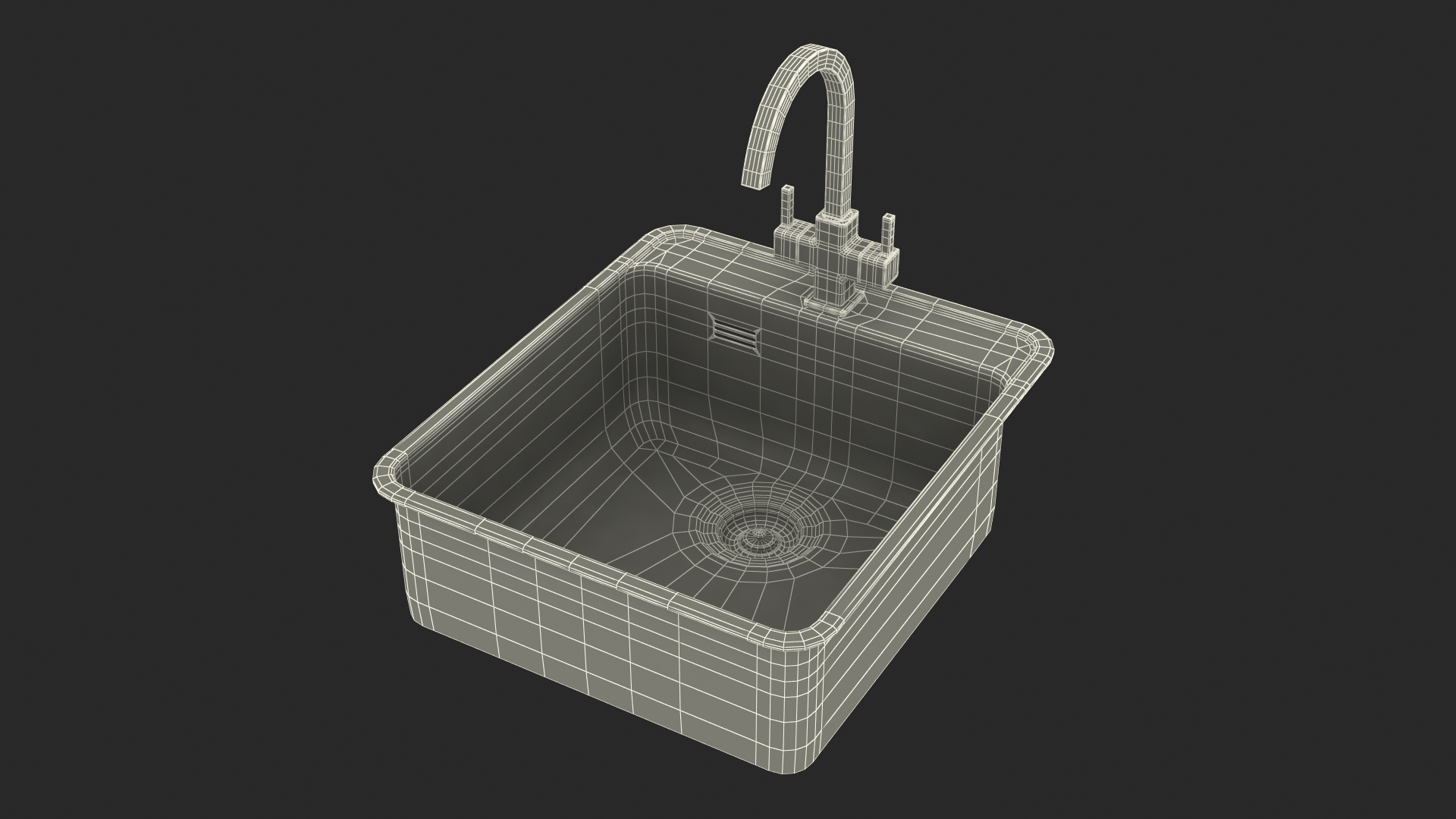3D Model Stainless Steel Inset Sink With Angular Tap - TurboSquid 1737049