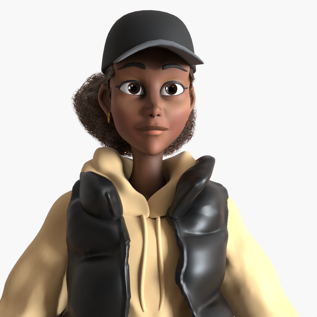 Black Female Cartoon Character 3D - TurboSquid 2205251