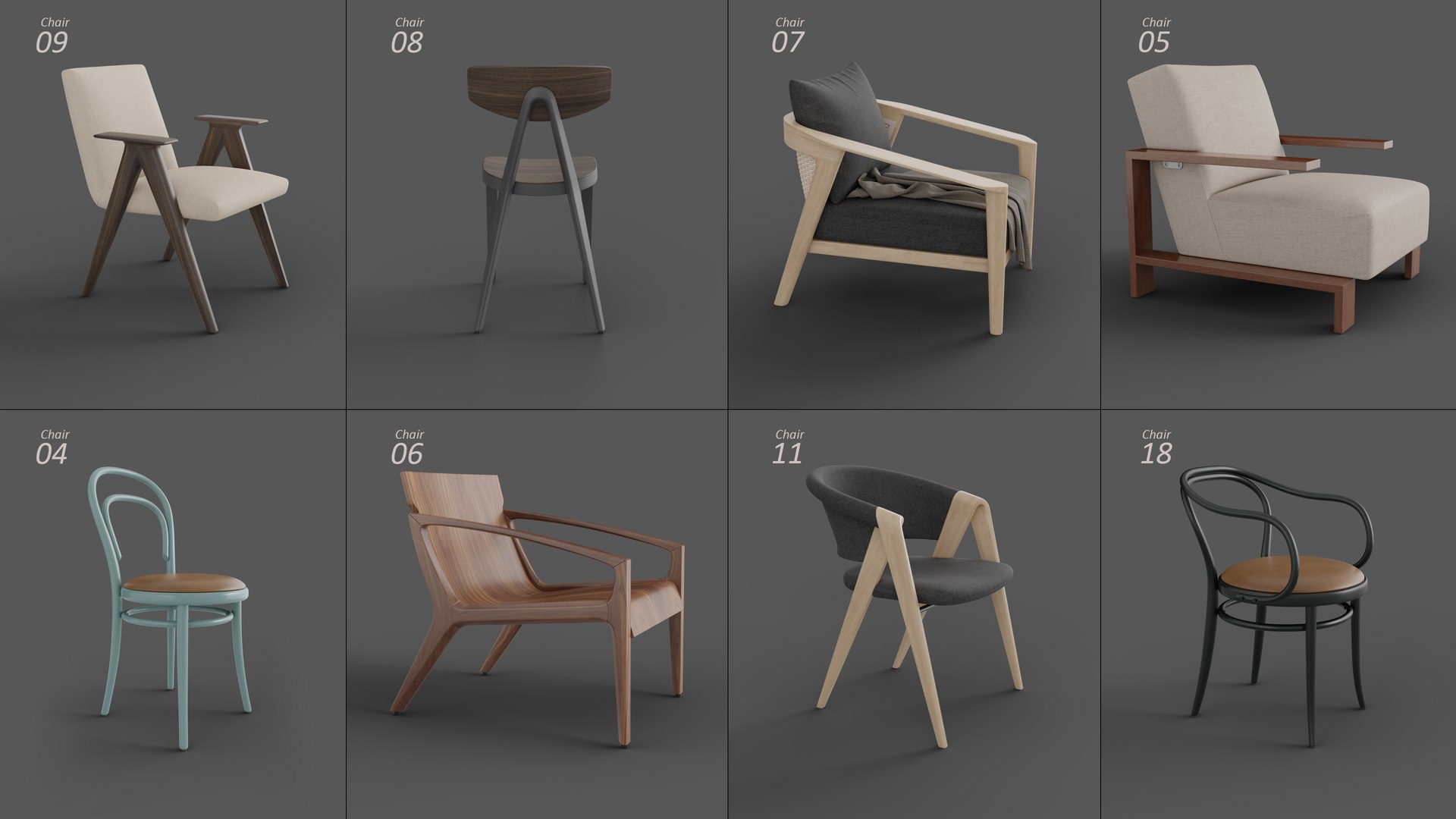 Chairs Collection 01 3D Model - TurboSquid 2077356