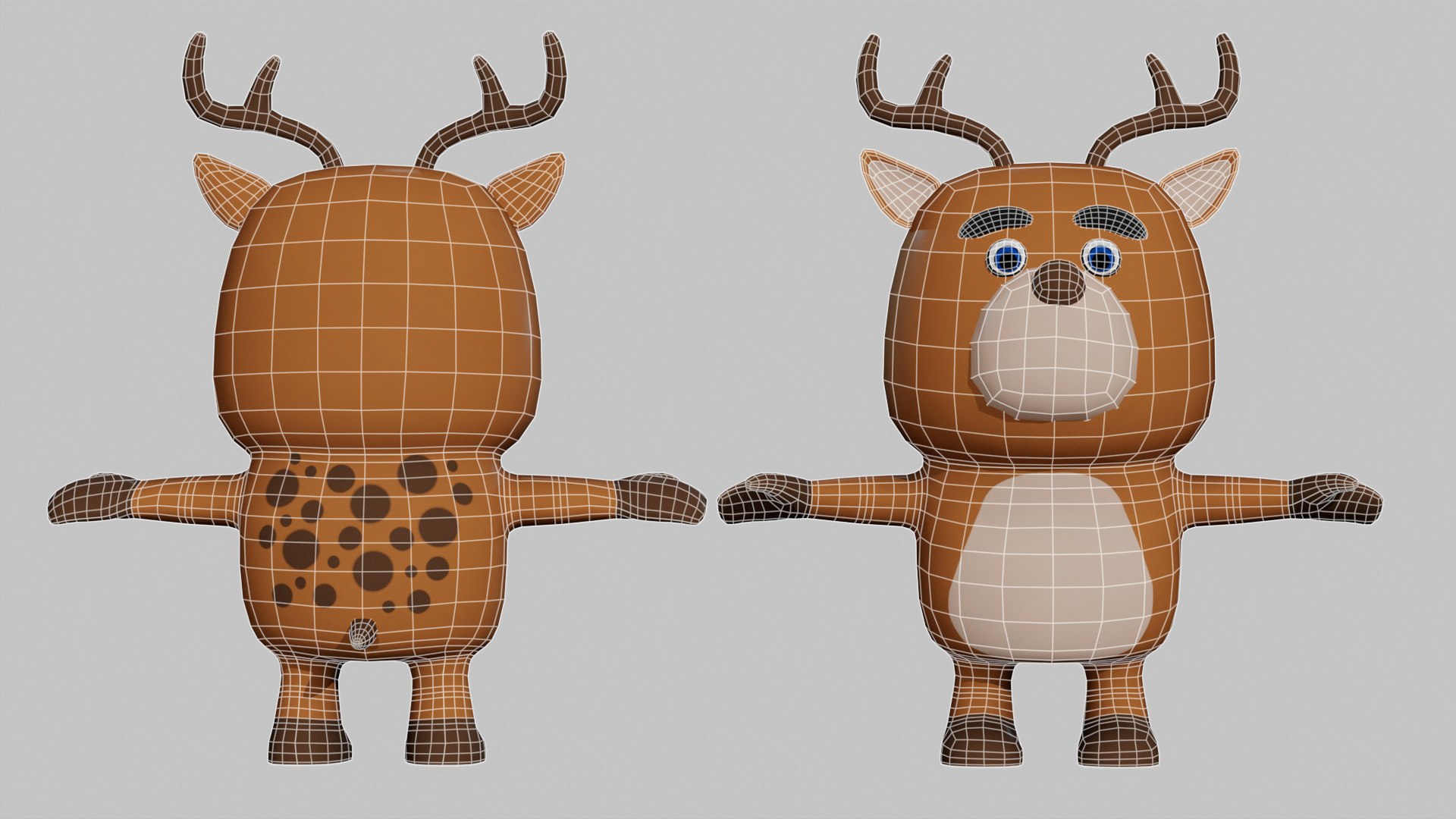 Cartoonish Humanoid Deer Character - Ready For Rigging Rendering 3D ...