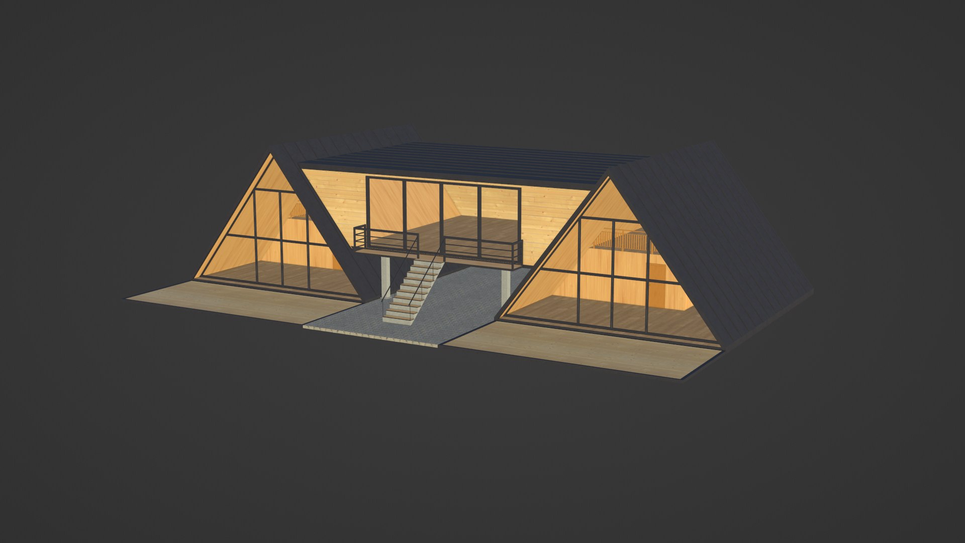 A-frame house double 3D model - TurboSquid 1902359