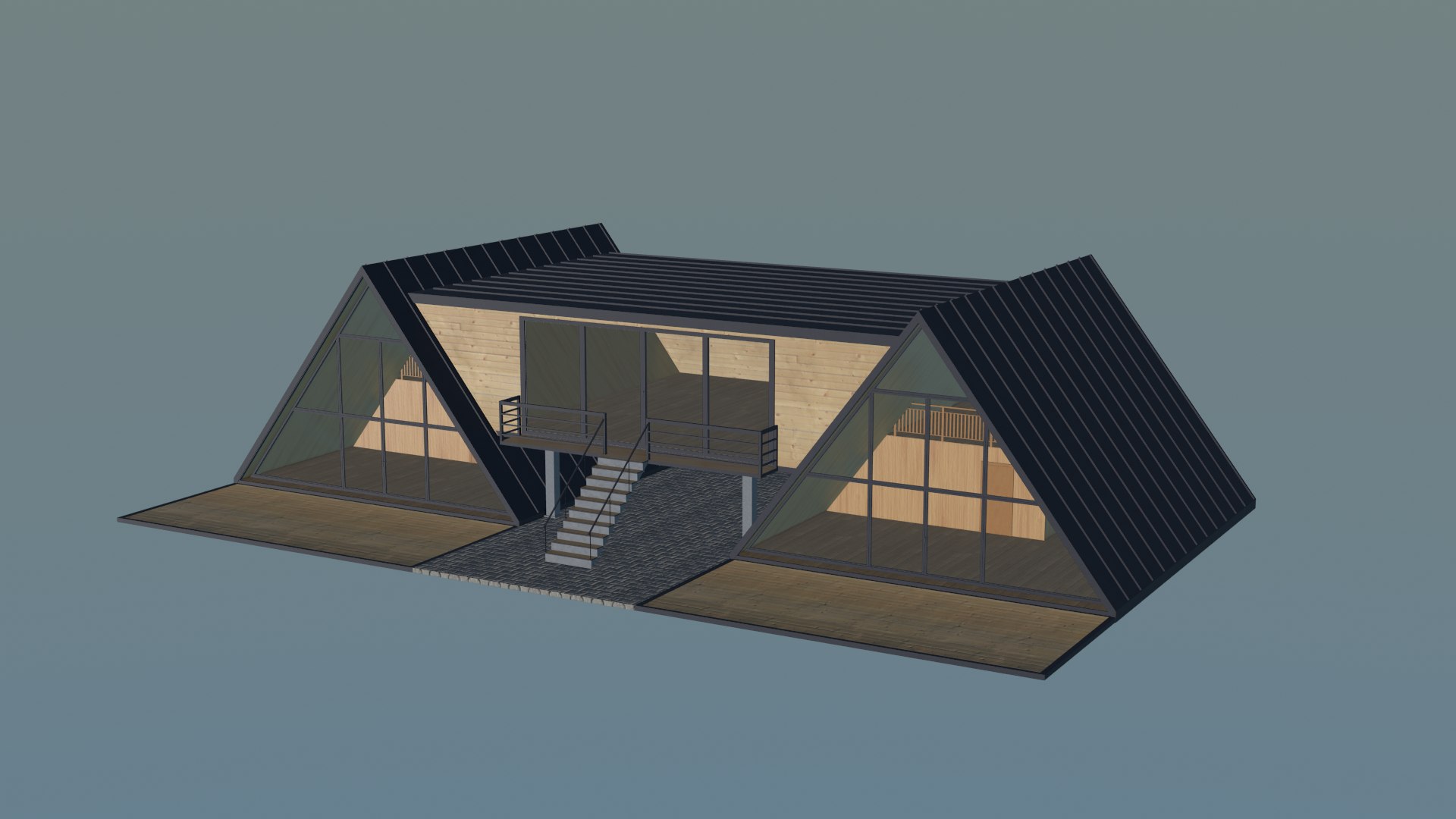 A-frame house double 3D model - TurboSquid 1902359