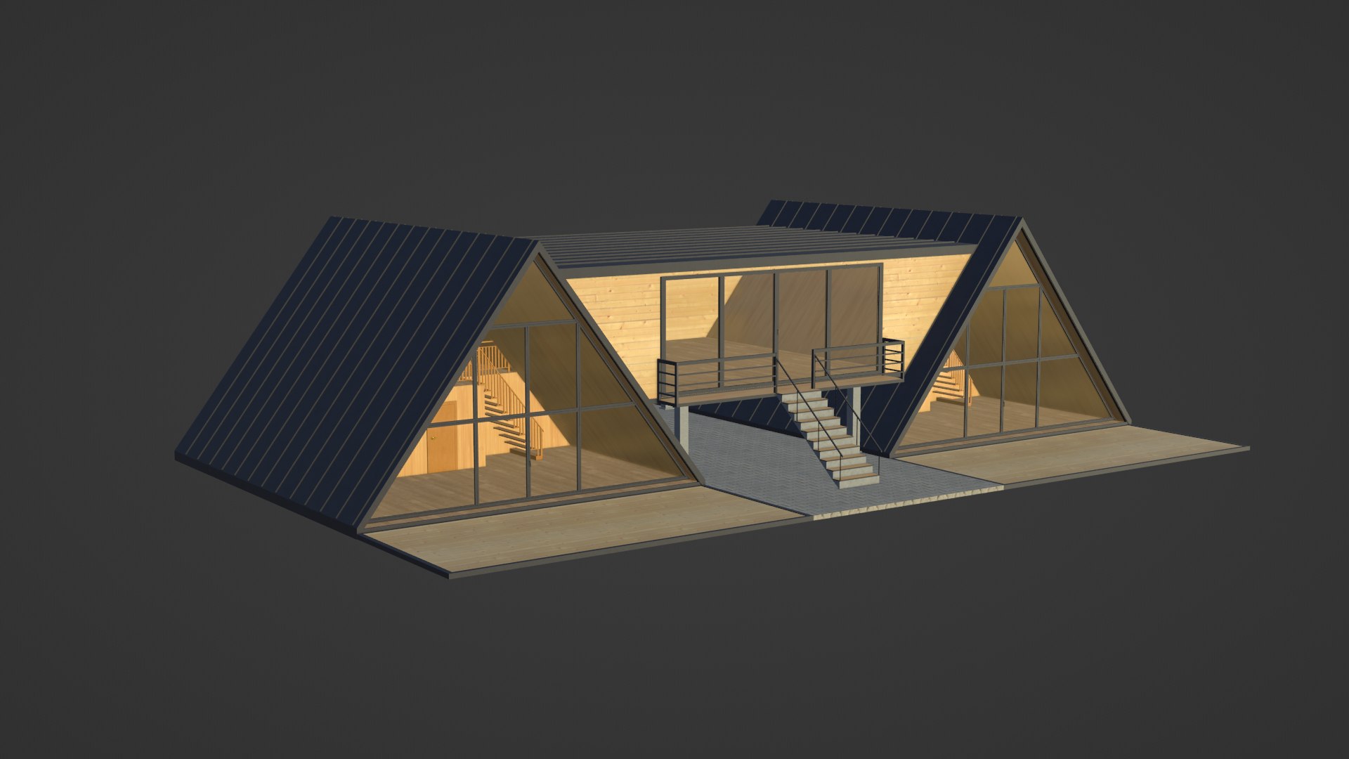 A-frame house double 3D model - TurboSquid 1902359
