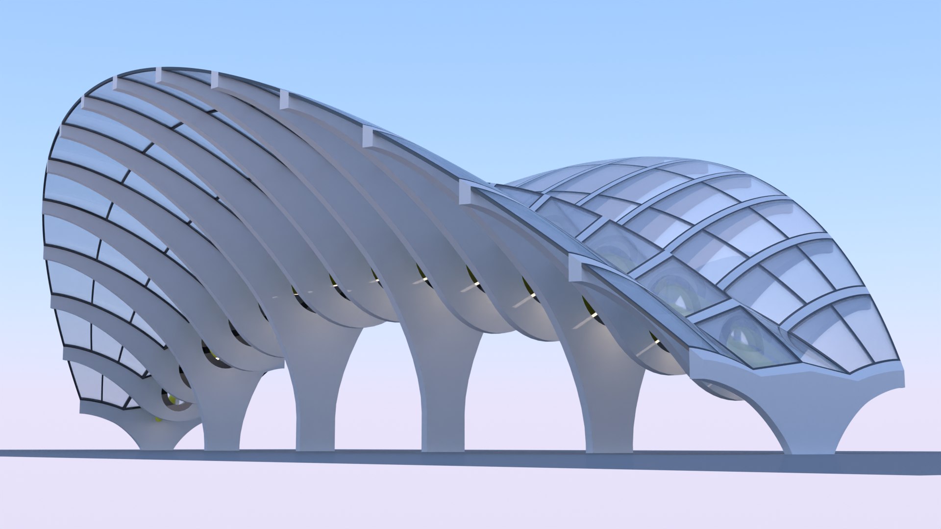 Futuristic Roofing Building 3D - TurboSquid 2038244