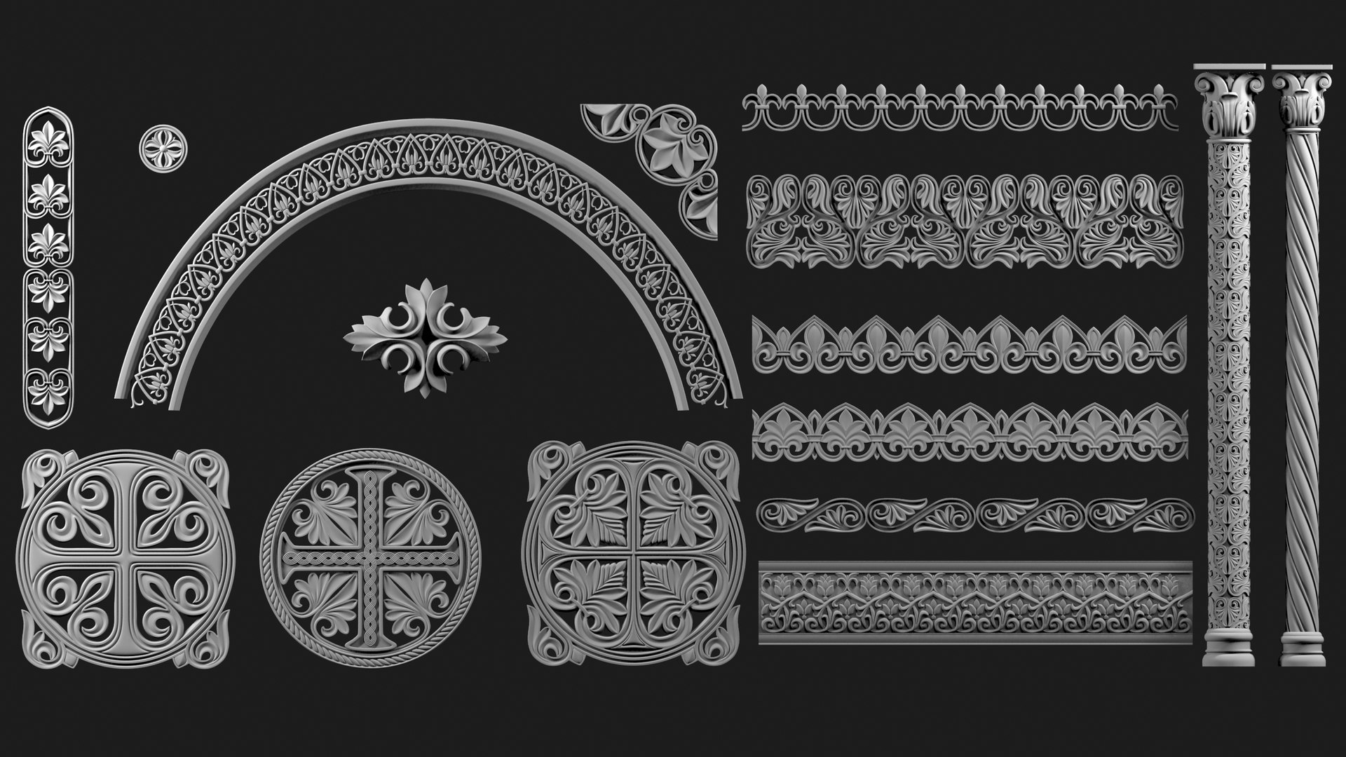 3D Model Bizantine Columns And Elements - TurboSquid 2428491