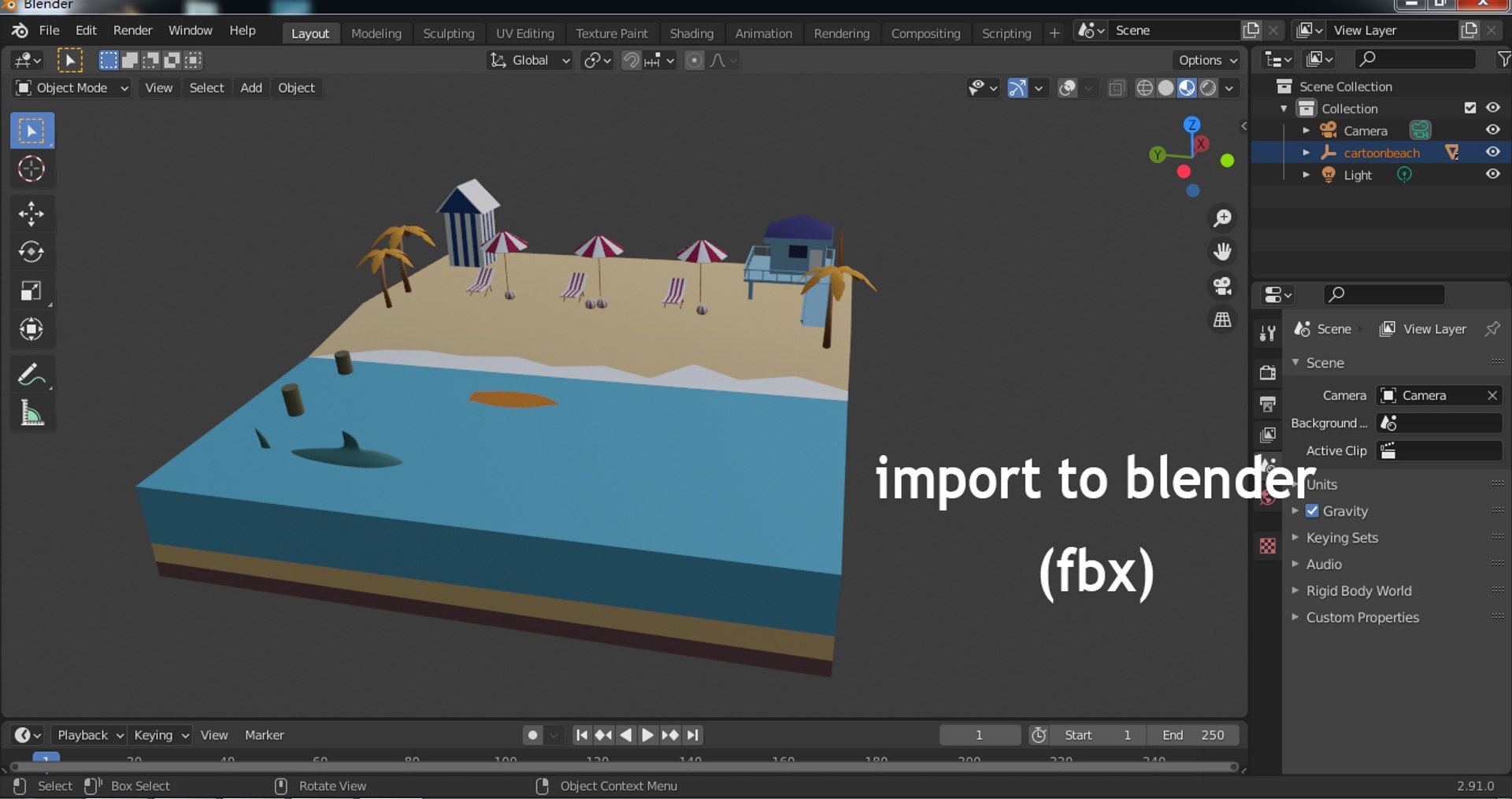 Cartoon Beach Model - TurboSquid 2082338