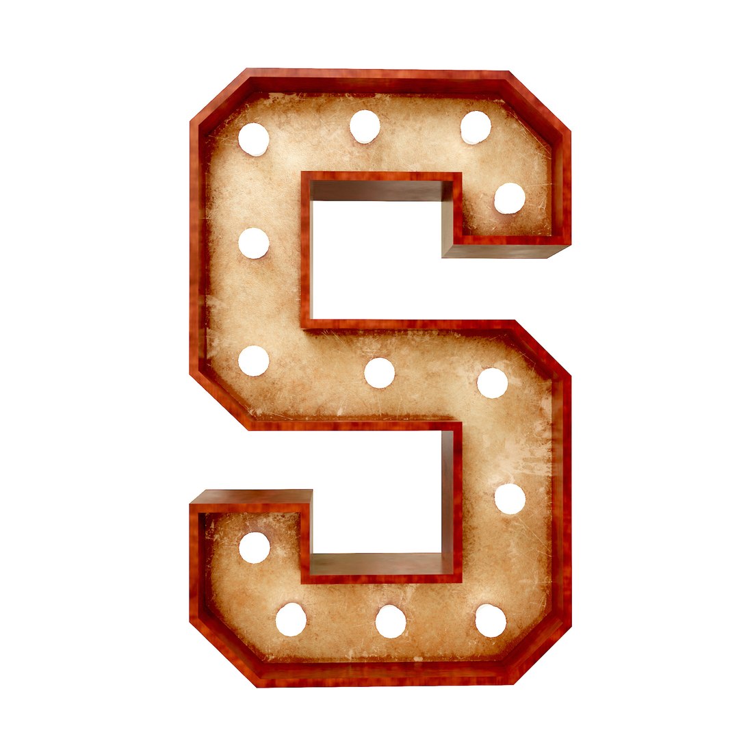 3D Marquee S Wooden Glow Sign 3dmodel Model - TurboSquid 1976008
