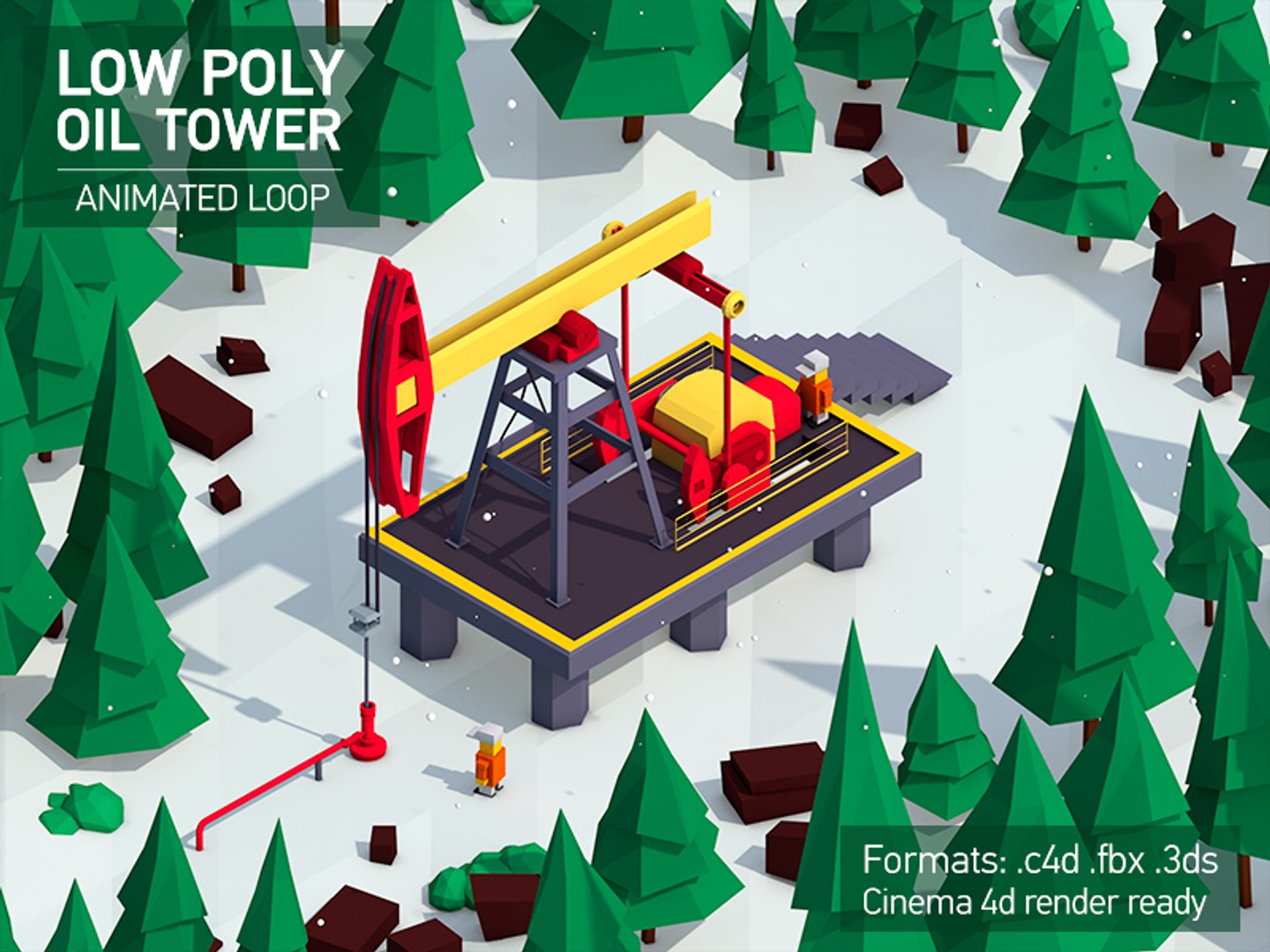 3D cartoon oil tower - TurboSquid 1165885