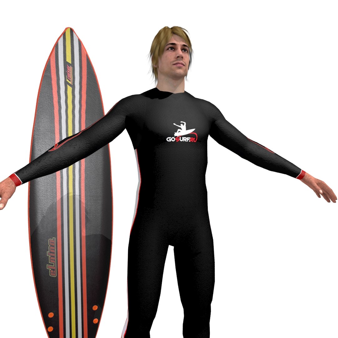 3d Model Surfer Surfing Man