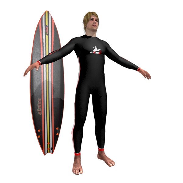 3d model surfer surfing man